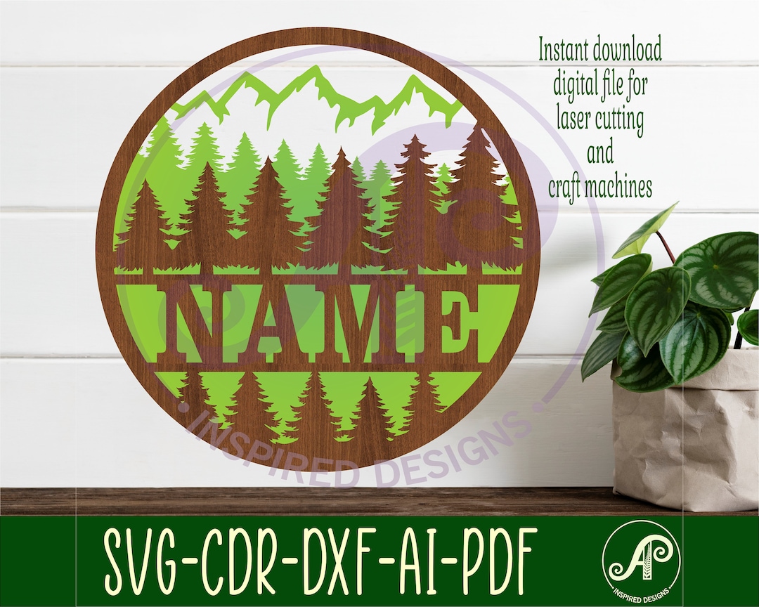 Forest Name Sign Two Layer, SVG, Nature Themed Door or Wall Hanger ...