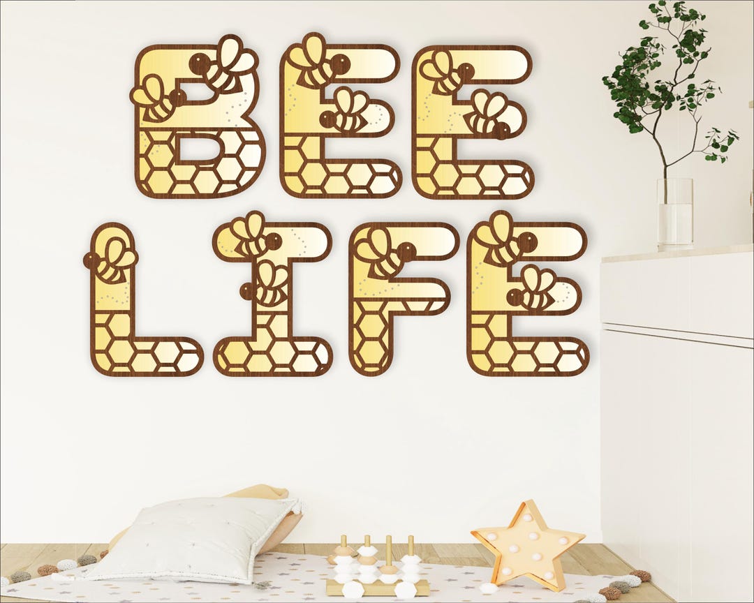 Bee Hive Alphabet SVG: Layered Letters, Laser Cut Files (digital ...