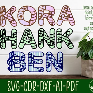 Music Letters SVG Set: Layered Alphabet, Name Sign (digital Download ...