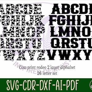 Cow Print Alphabet Set. 2 Layer Letters. 26 Letter Options SVG Vector ...