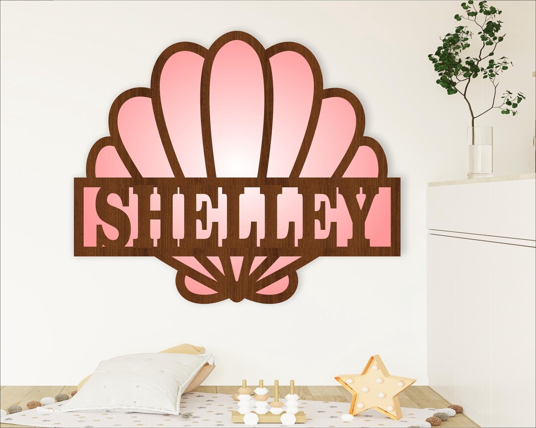 Seashell Name Sign SVG: Ocean Nursery Decor, Laser Cut Template ...