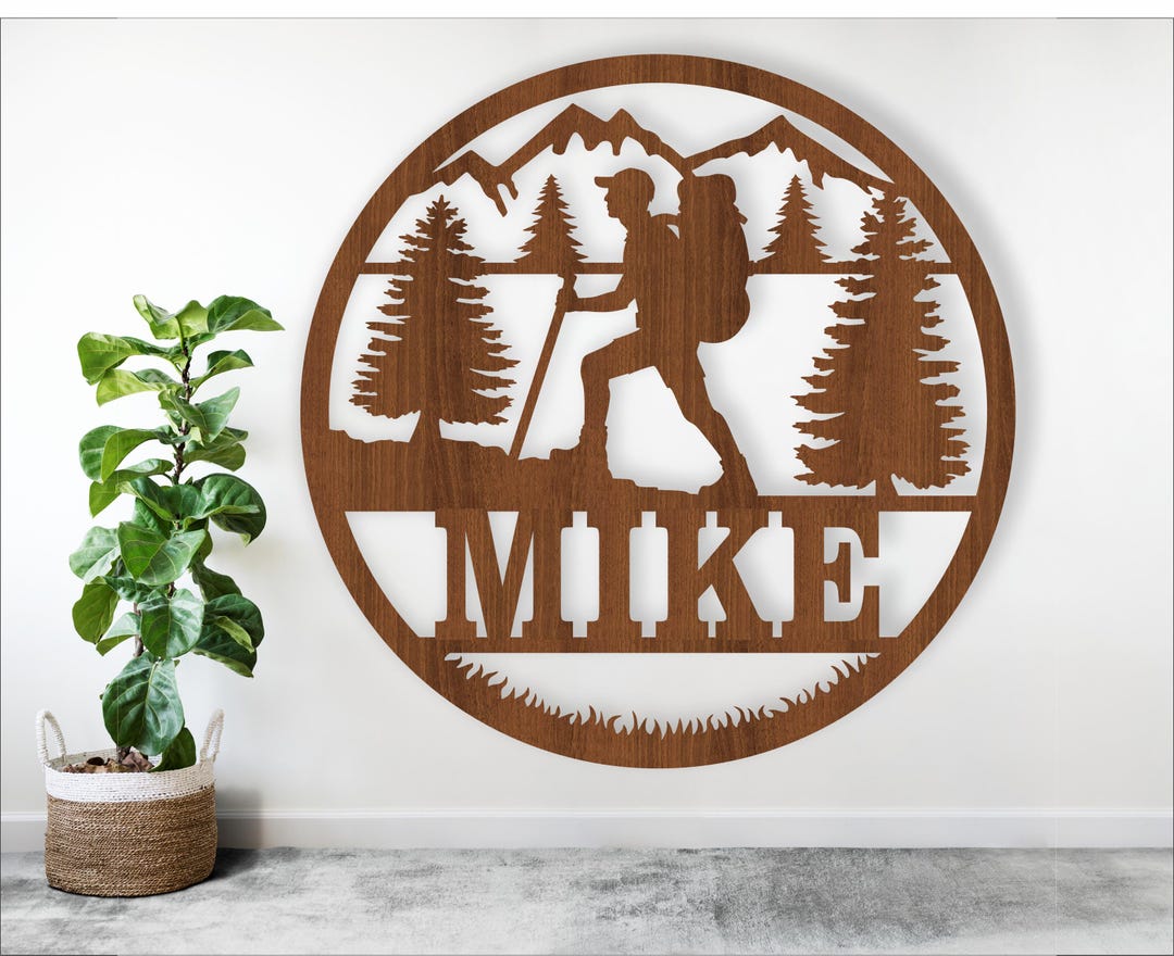 Hiking Name Sign SVG Template: Laser Cut Wall Art (digital Download ...