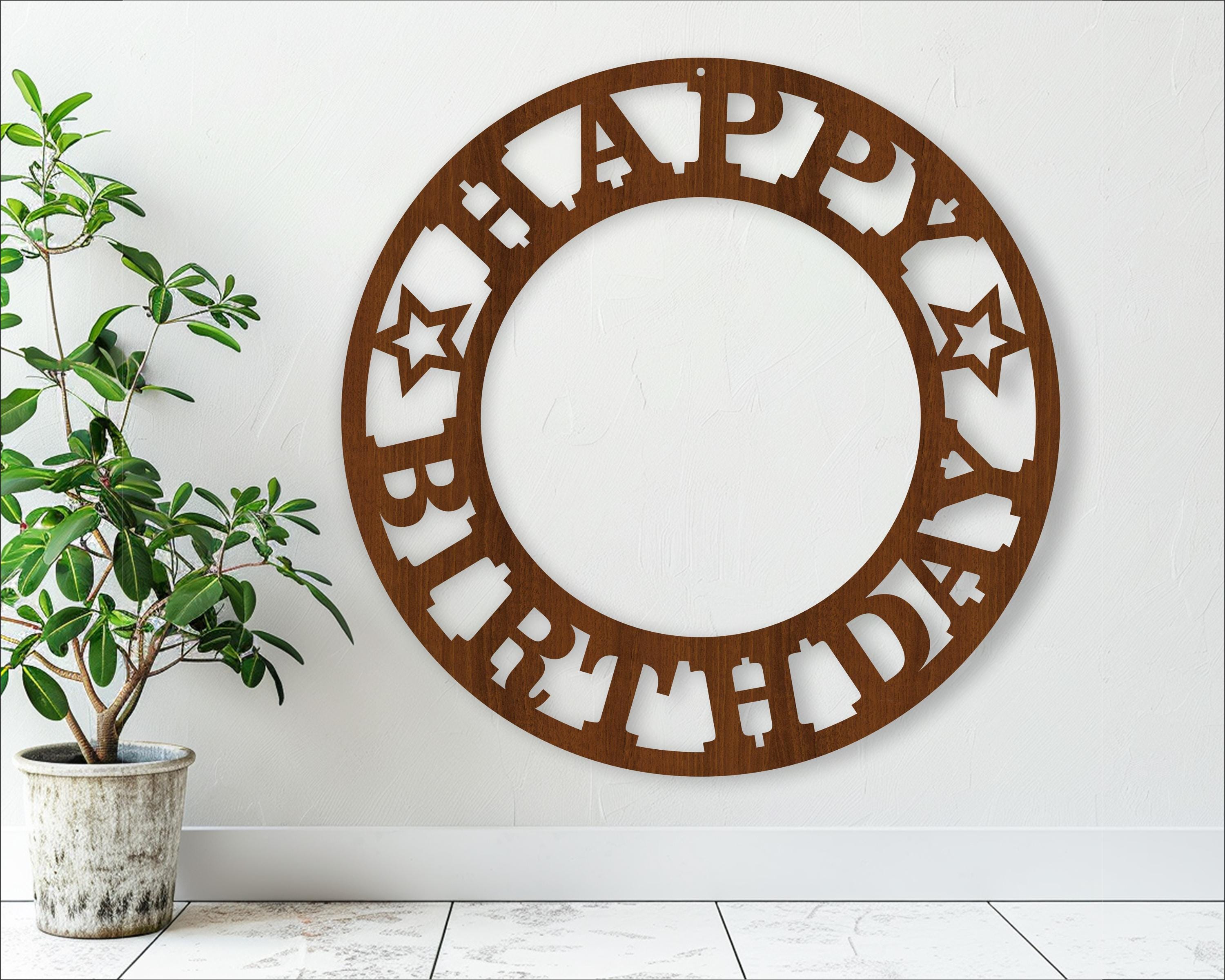 Happy birthday wall sign, SVG file. vector file ai, cdr, dxf instant ...