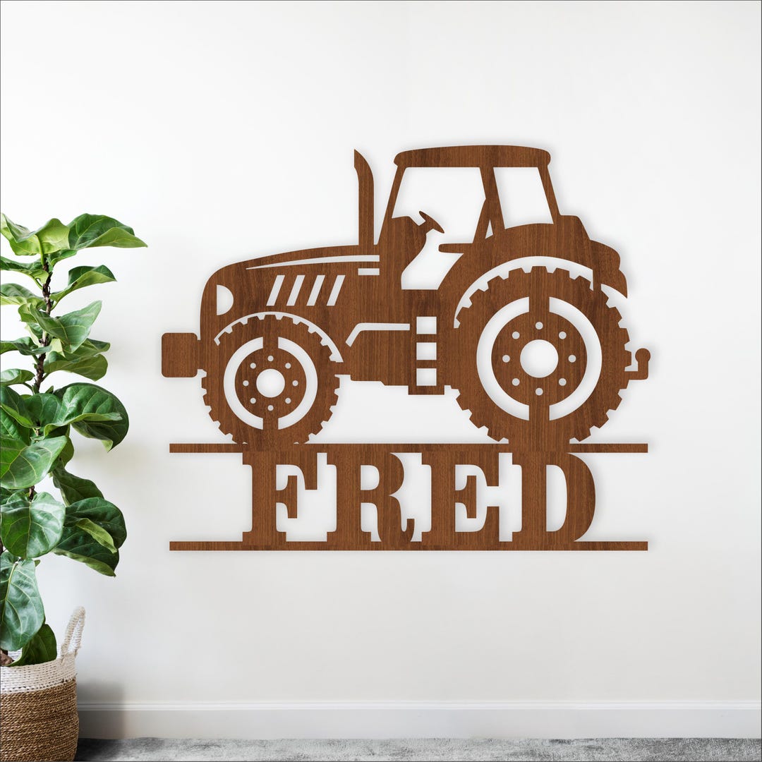 Tractor Name Sign SVG - Personalized Farm Laser Cut Wall Sign (digital ...