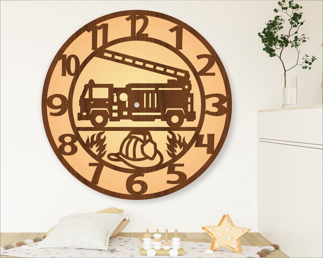 Fire Truck Wall Clock Laser Cut Files, SVG File. Vector File Ai, Cdr ...