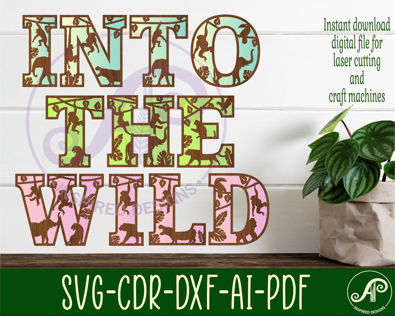 Jungle Animal Alphabet SVG: Layered Letters, Laser Cut Files (digital ...