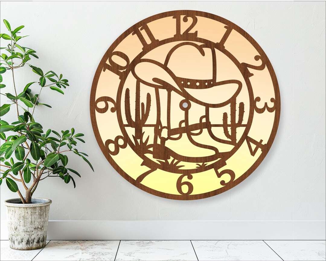 Cowboy Boots Rodeo Wall Clock Laser Cut Files (digital Download) - Etsy
