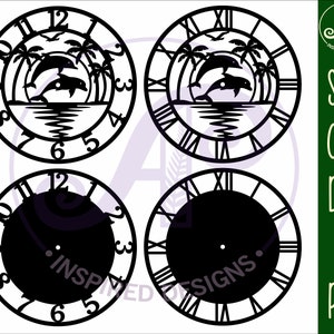 Dolphin Wall Clock Laser Cut File: Tropical SVG Template (digital ...