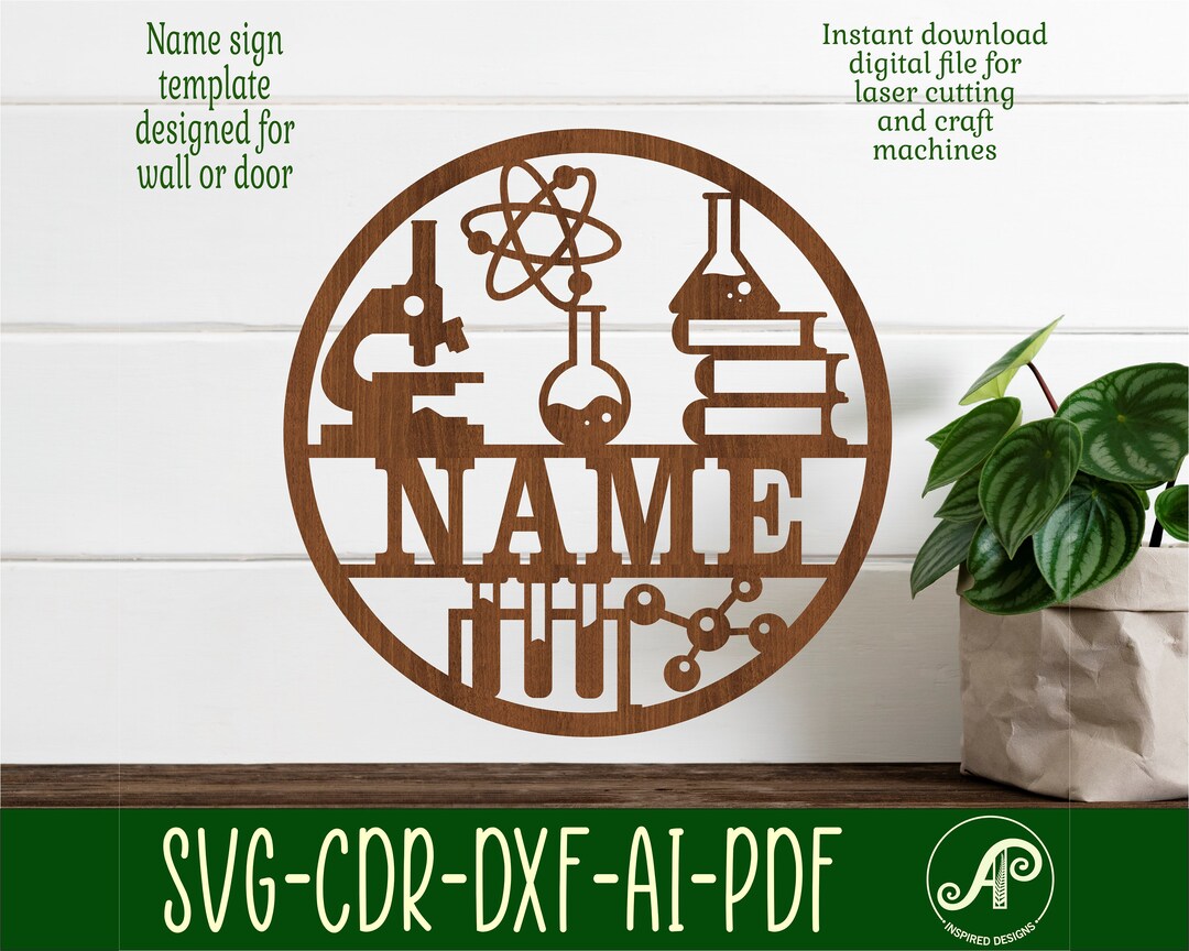 Science Name Sign, SVG, Learning Themed Door or Wall Hanger, Laser Cut ...