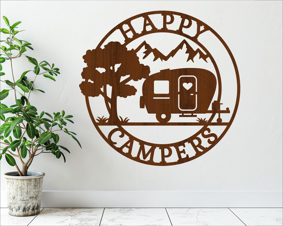 Happy Campers Wall Art: Caravan Theme, Laser Cut File (digital Download ...