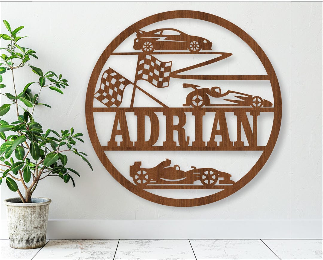 Racing Car Name Sign, SVG, Vehicle Themed Door or Wall Hanger, Laser ...