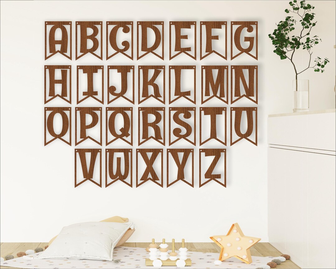 Alphabet Bunting Banner Flags SVG Laser Cut Template (digital Download ...