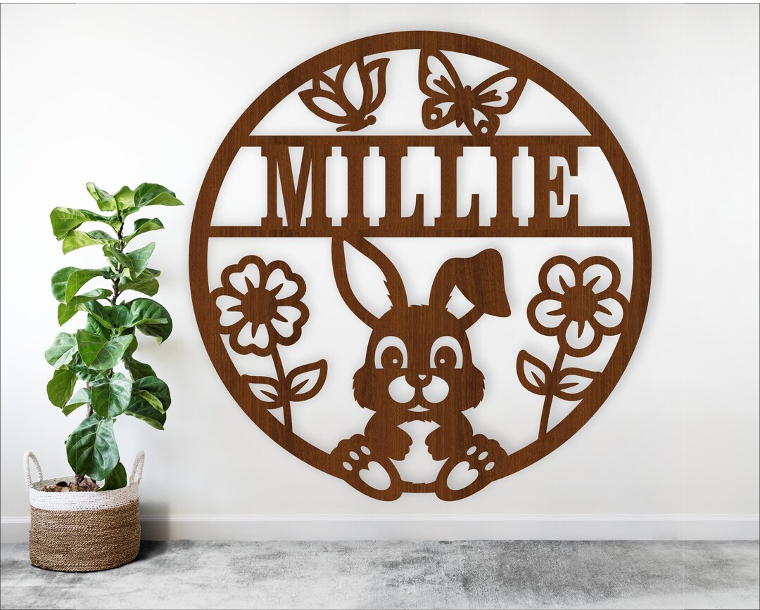 Bunny Name Sign: Laser Cut Rabbit Nursery Decor (SVG Digital Download ...
