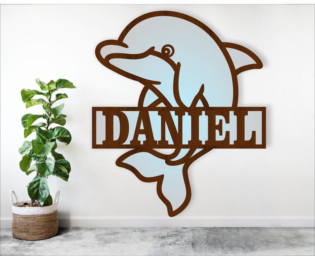 Dolphin Name Sign SVG: Ocean Theme Laser Cut Template (digital Download ...
