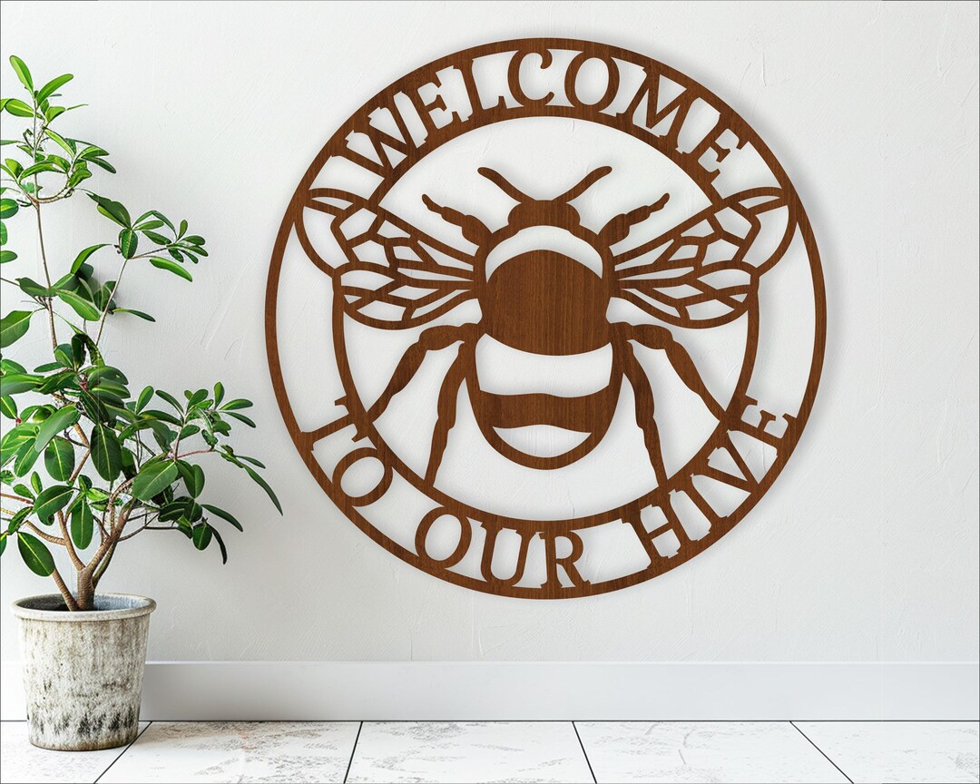 Bee Hive Welcome Sign: Laser Cut Wall Decor (SVG, AI, DXF) - Etsy