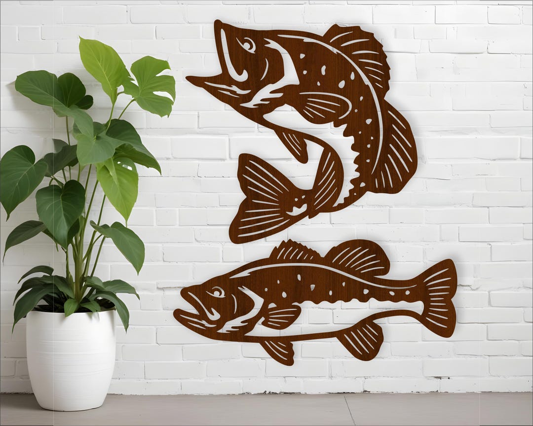 Bass Fish Silhouettes Designs - Laser Cut Shapes SVG Vector File ...