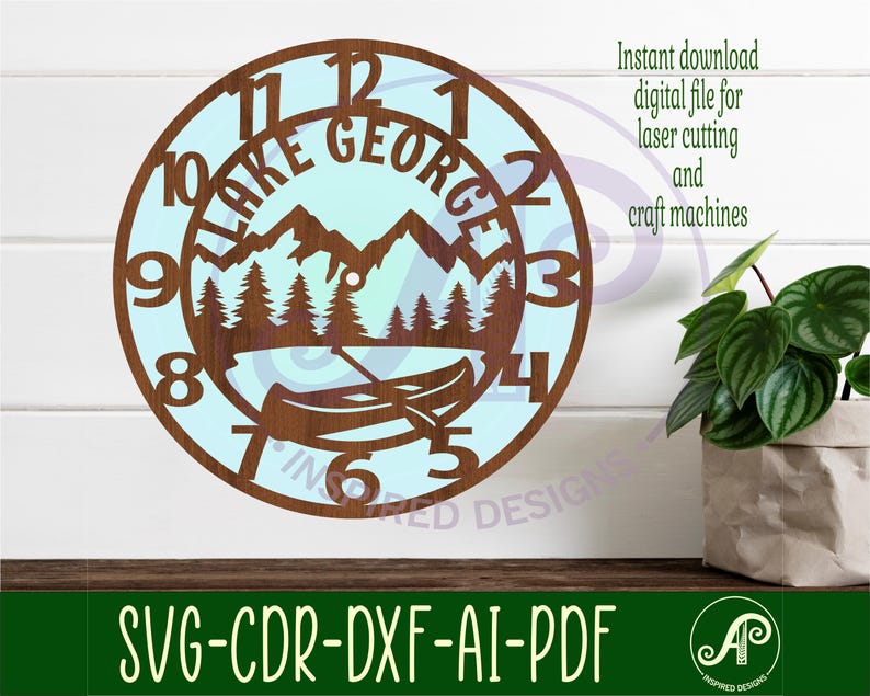 Lake George Wall Clock Laser Cut Files SVG (digital Download) - Etsy