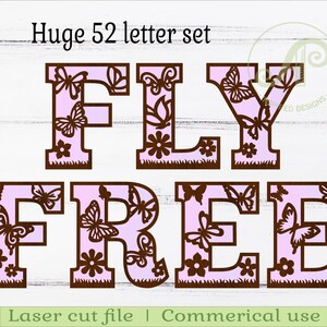 Butterfly and Flower Alphabet Letter Set. 2 Layer X 52 Letters SVG File ...