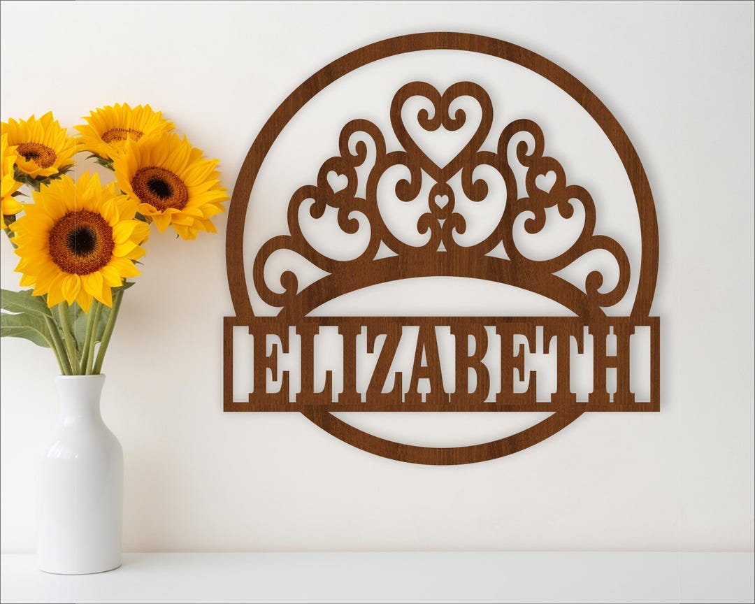 Crown Name Sign, SVG, Princess Nursery Decor, Laser Cut Template ...
