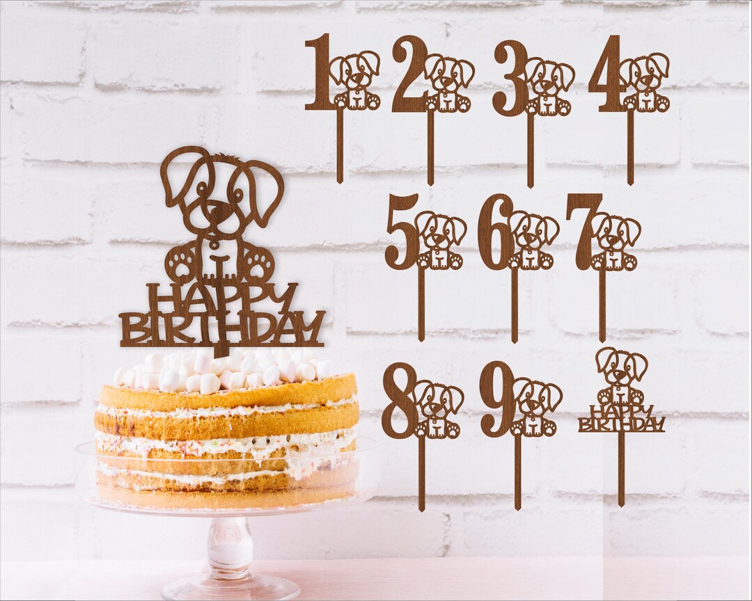 Dog Number Cake Topper Bundle, SVG Laser Cut, Instant Download Pdf, Dxf ...