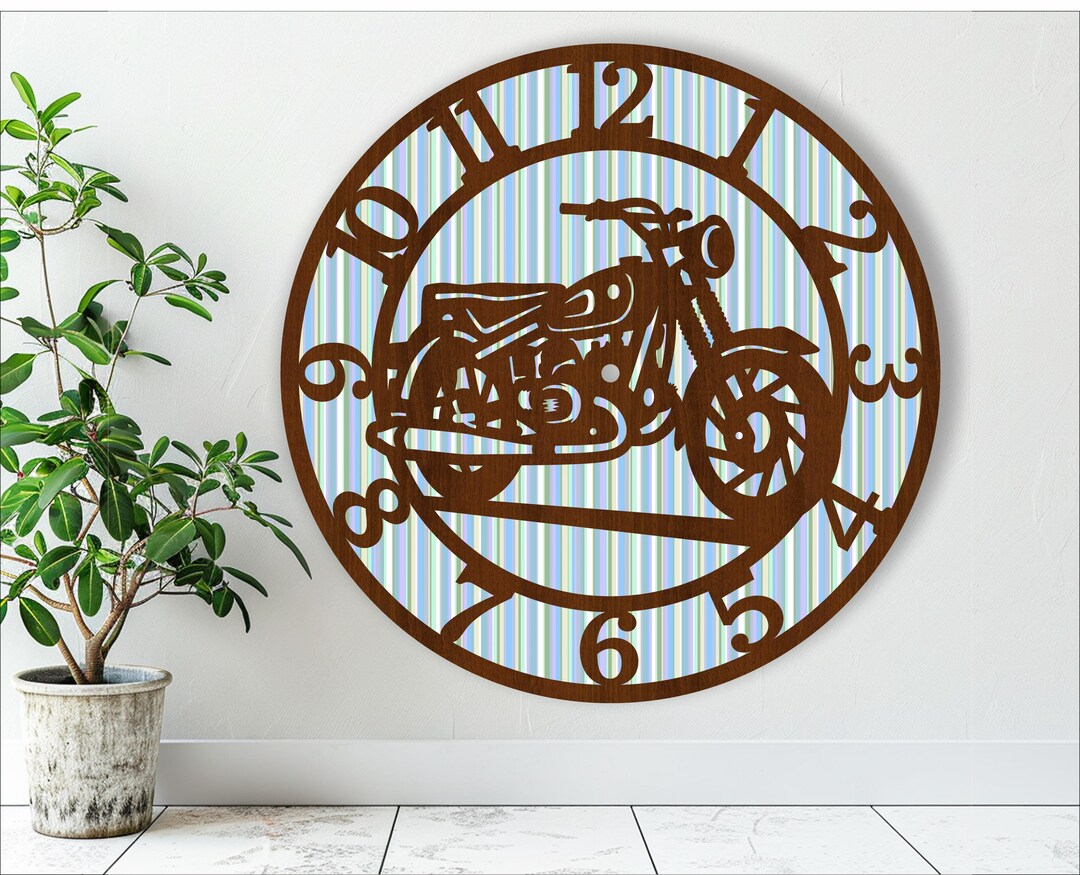 Motorcycle Wall Clock Laser Cut Files, SVG File. Vector File Ai, Cdr ...