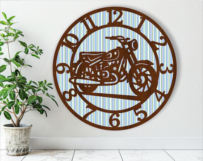 Biker Clock Motorbike Laser Cut Files SVG File Vector File Ai Cdr, Dxf ...
