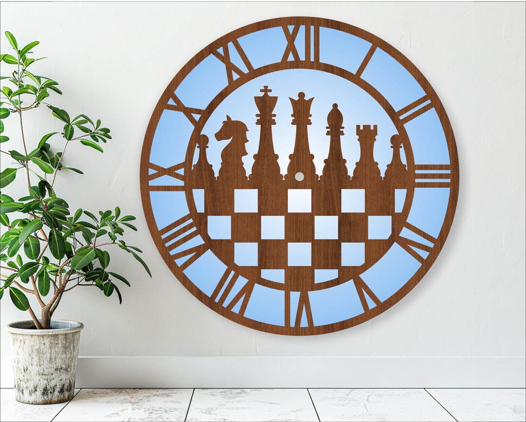 Chess Wall Clock Laser Cut Files, SVG File. Vector File Ai, Cdr, Dxf ...