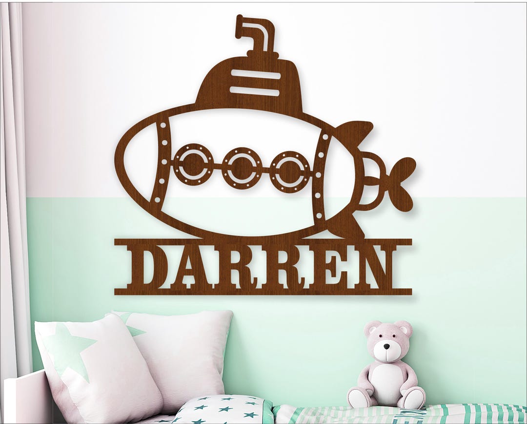 Submarine Name Sign SVG Laser Cut Template, Door or Wall Hanger, Vector ...