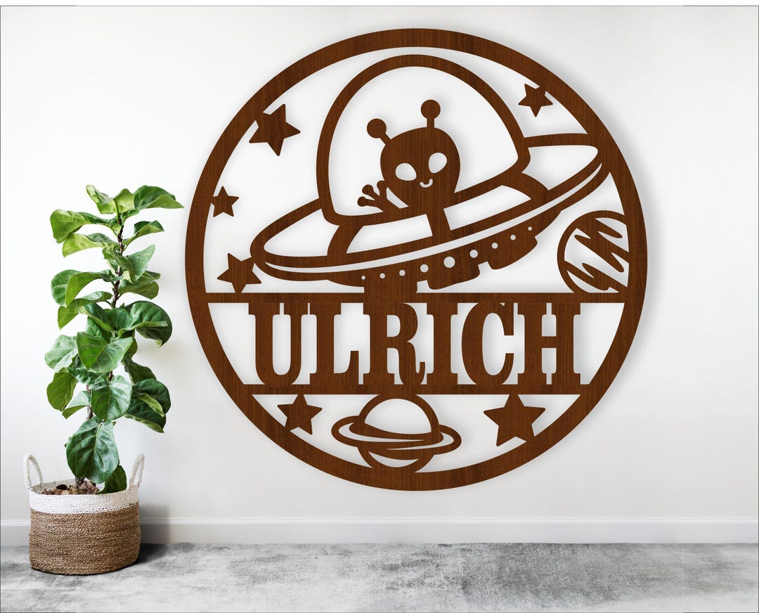 UFO Name Sign, SVG, Space Alien Nursery Decor, Laser Cut Template ...