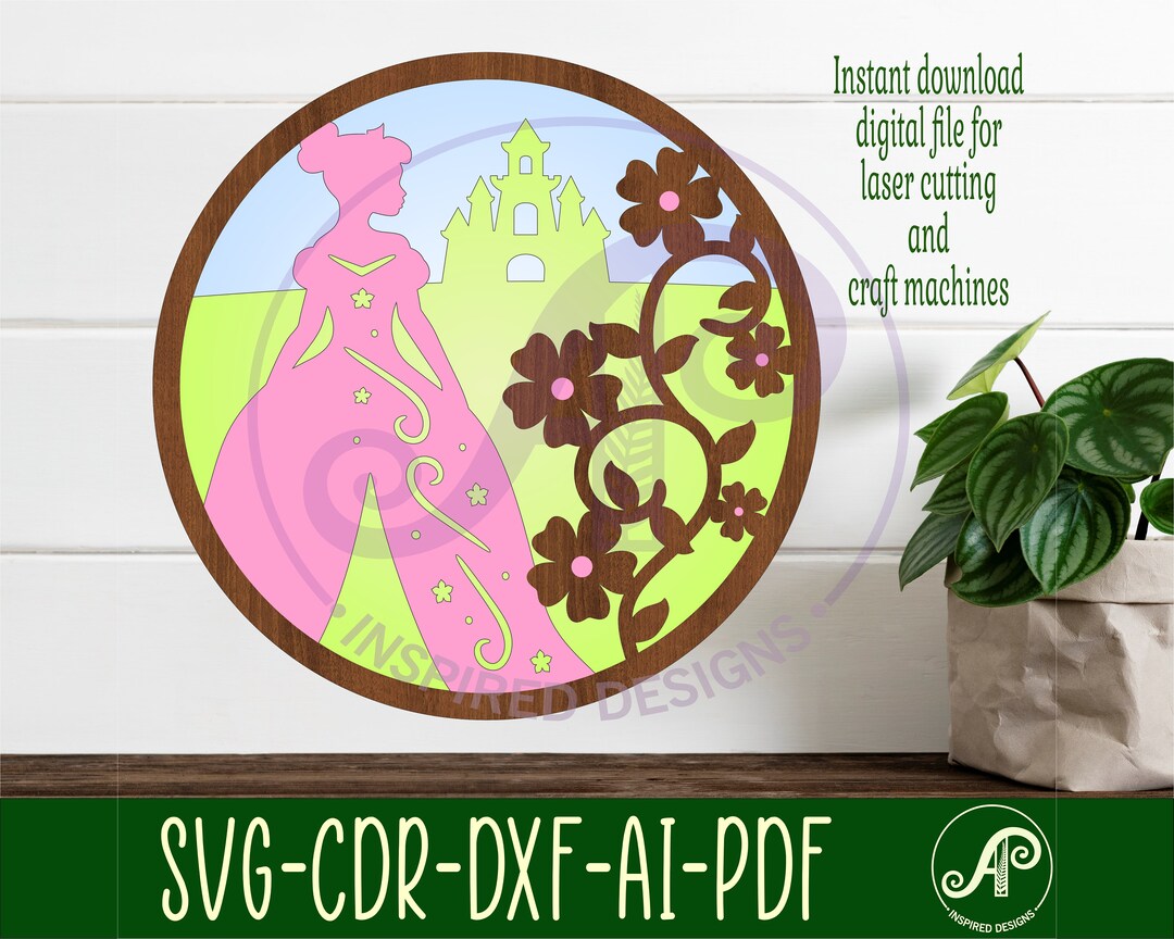 Princess Layered Wall Sign Design. Laser Cut File. Vector File SVG Ai ...