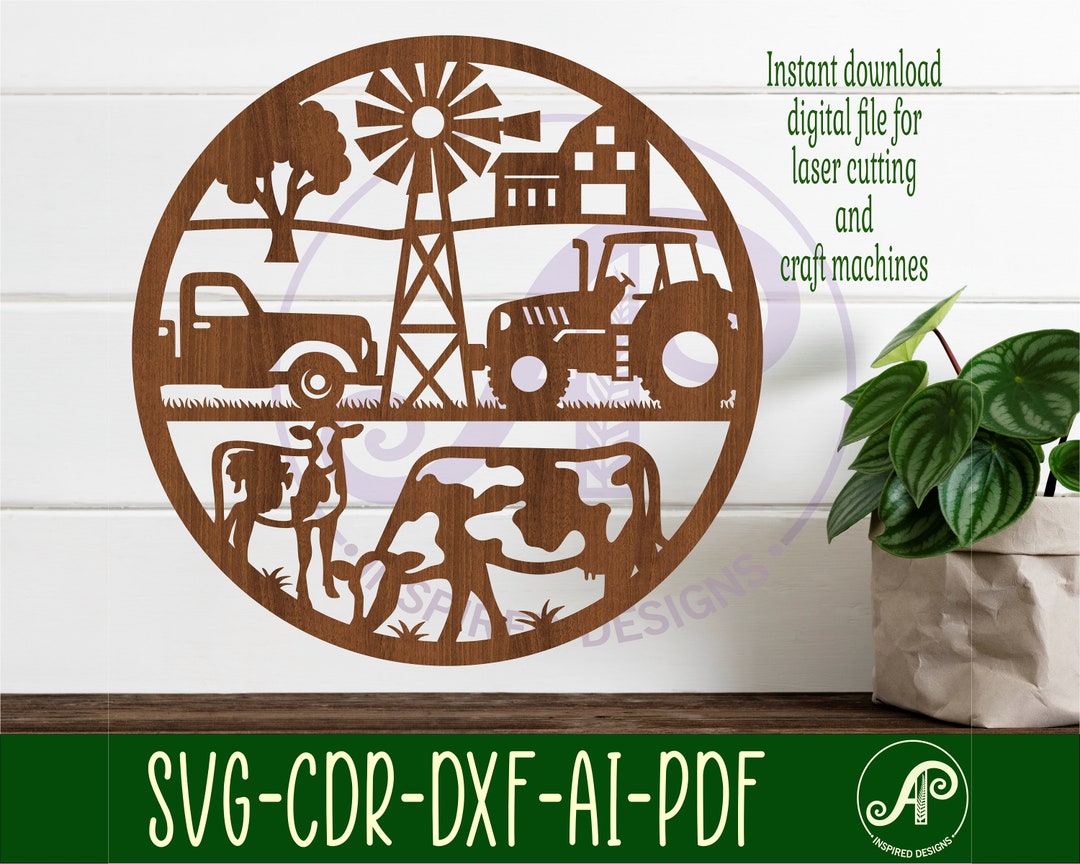 Farm Scene Wall Art, SVG File. Vector File Ai, Cdr, Dxf Instant ...
