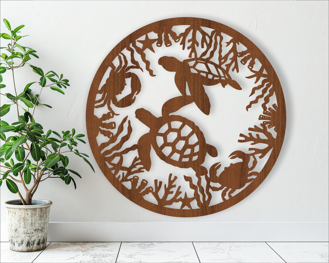 Turtle Wall Art: Ocean Theme Laser Cut File (digital Download) - Etsy