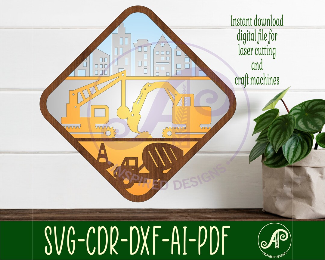 Construction Layered Wall Sign Design. Laser Cut File. Vector File SVG ...