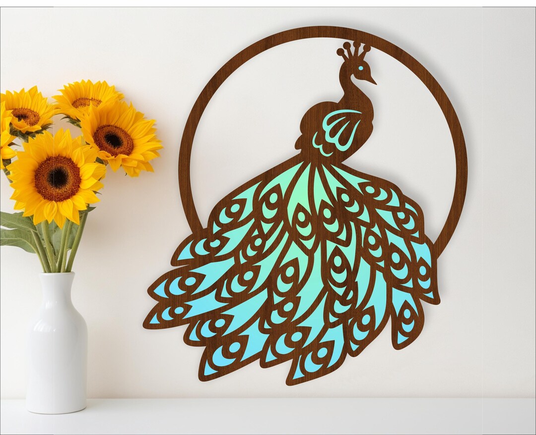 Peacock Layered Wall Sign Design SVG Laser Cut File, Wall Decor, Vector ...