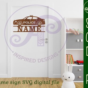 Police Car Name Sign Svg Laser Cut Template, Door or Wall Hanger, Svg ...