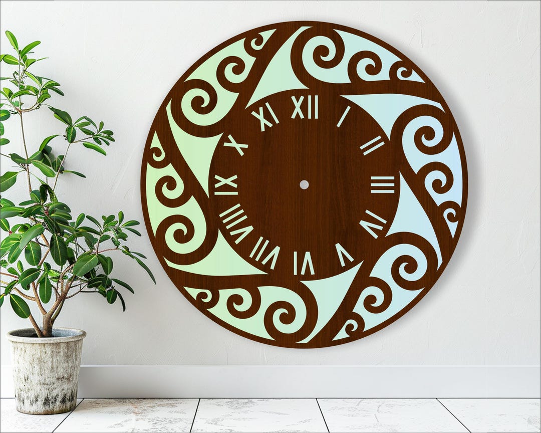 Koru New Zealand Clock Design Laser Cut Files, SVG File. Vector File Ai ...