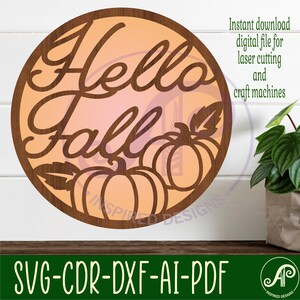 Hello Fall Wall Art, SVG File. Vector File Ai, Cdr, Dxf Instant ...