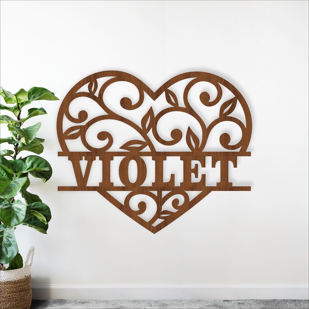 Heart Vine Name Sign SVG - Floral Personalized Laser Cut Template ...