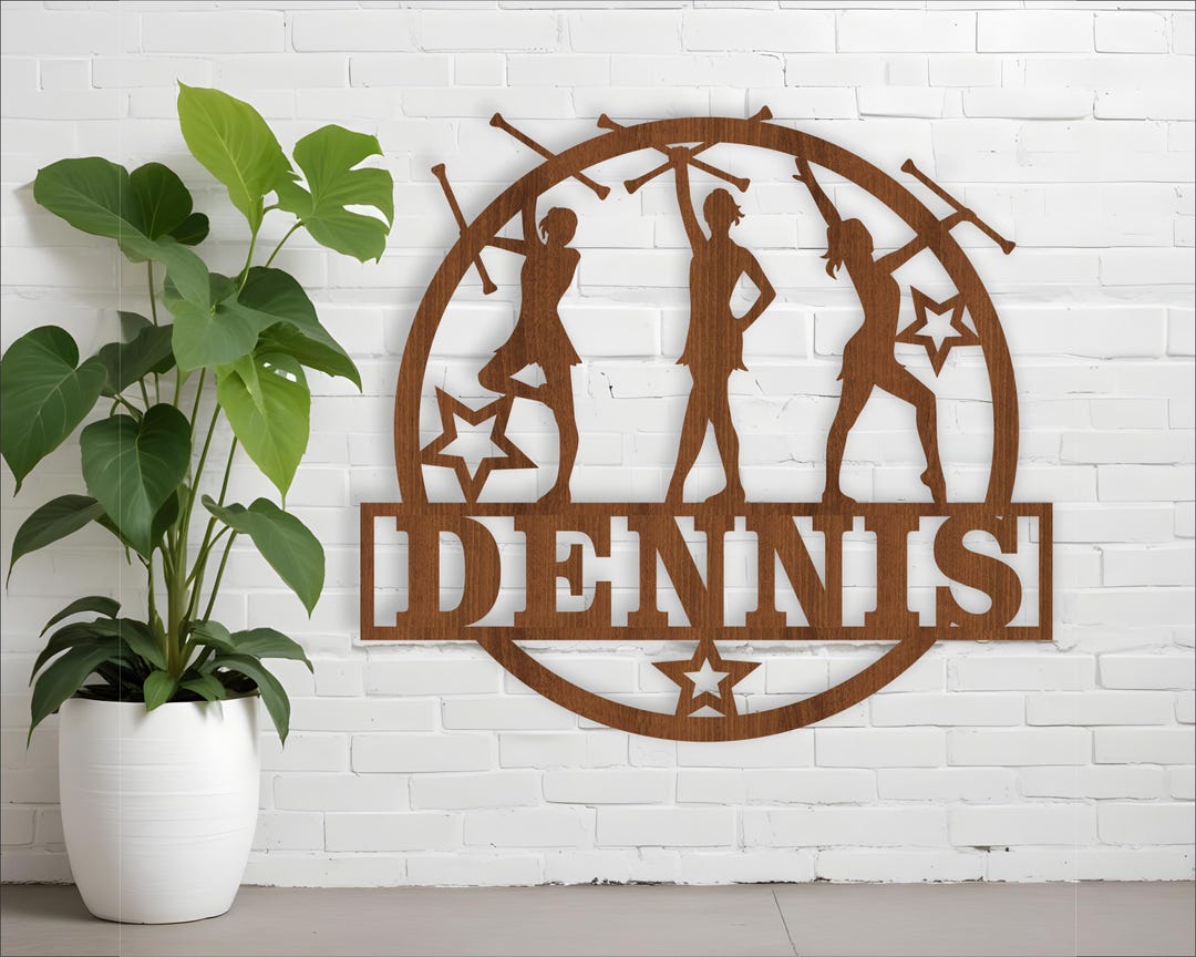 Majorette Name Sign SVG: Sport Themed Wall Hanger, Laser Cut Template ...