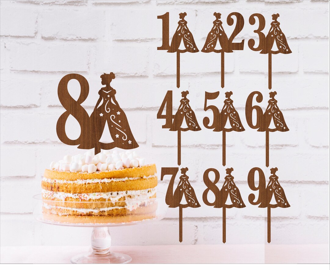 Princess Number Cake Topper Bundle, SVG Laser Cut, Instant Download Pdf ...