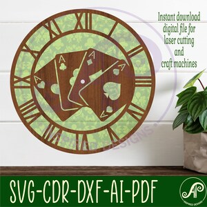 Playing Cards Wall Clock Laser Cut Files, SVG File. Vector File Ai, Cdr ...