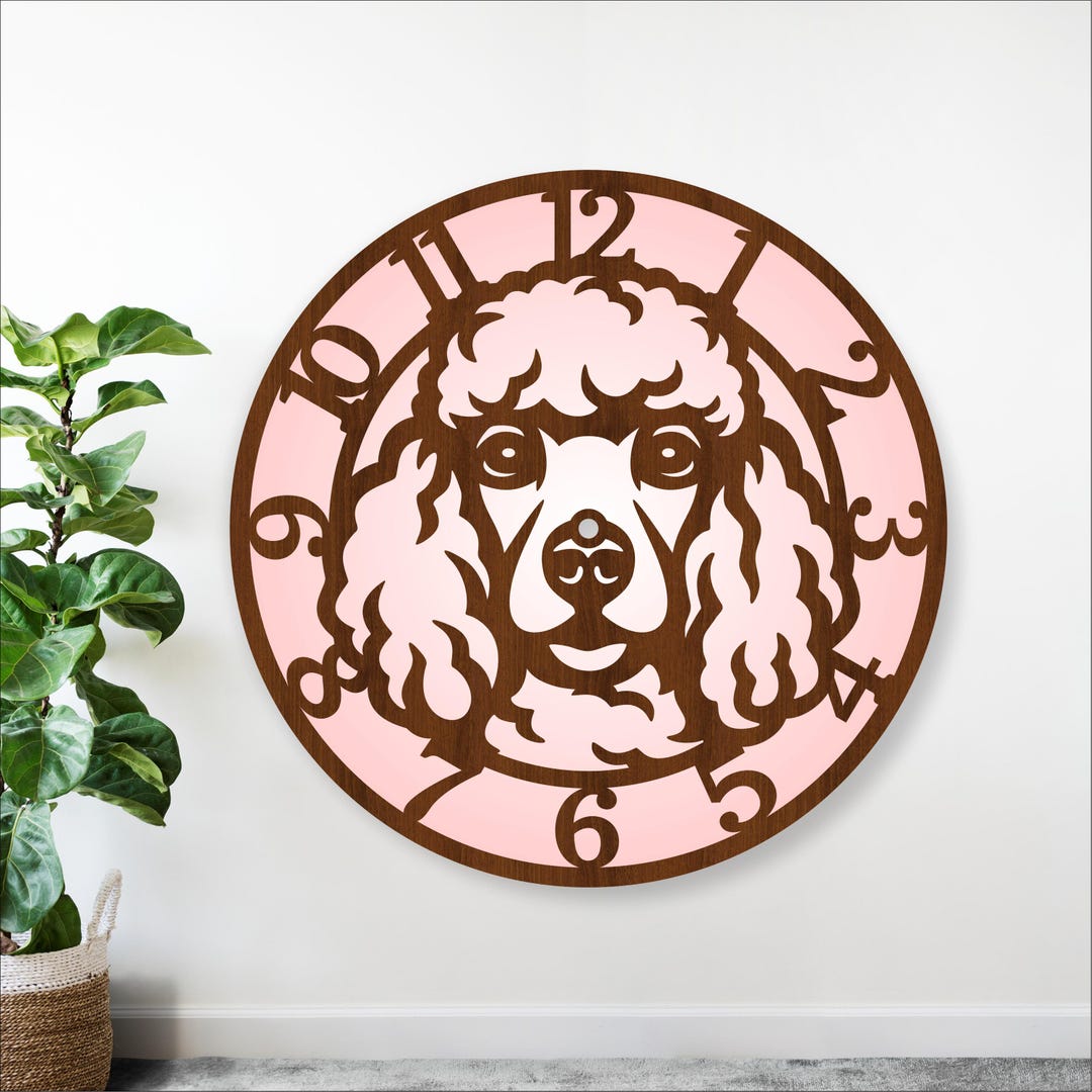 Poodle Wall Clock SVG – Laser Cut File, Dog Themed Home Decor (digital ...