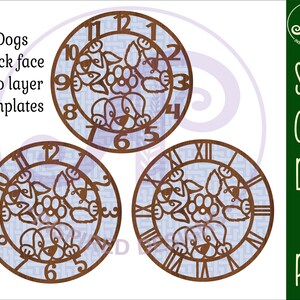 Dogs Wall Clock Laser Cut Files, SVG File. Vector File Ai, Cdr, Dxf ...
