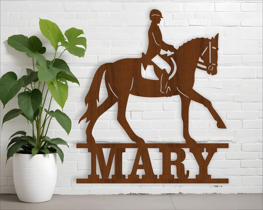 Equestrian Horse Rider Name Sign SVG Laser Cut Template, Door or Wall ...