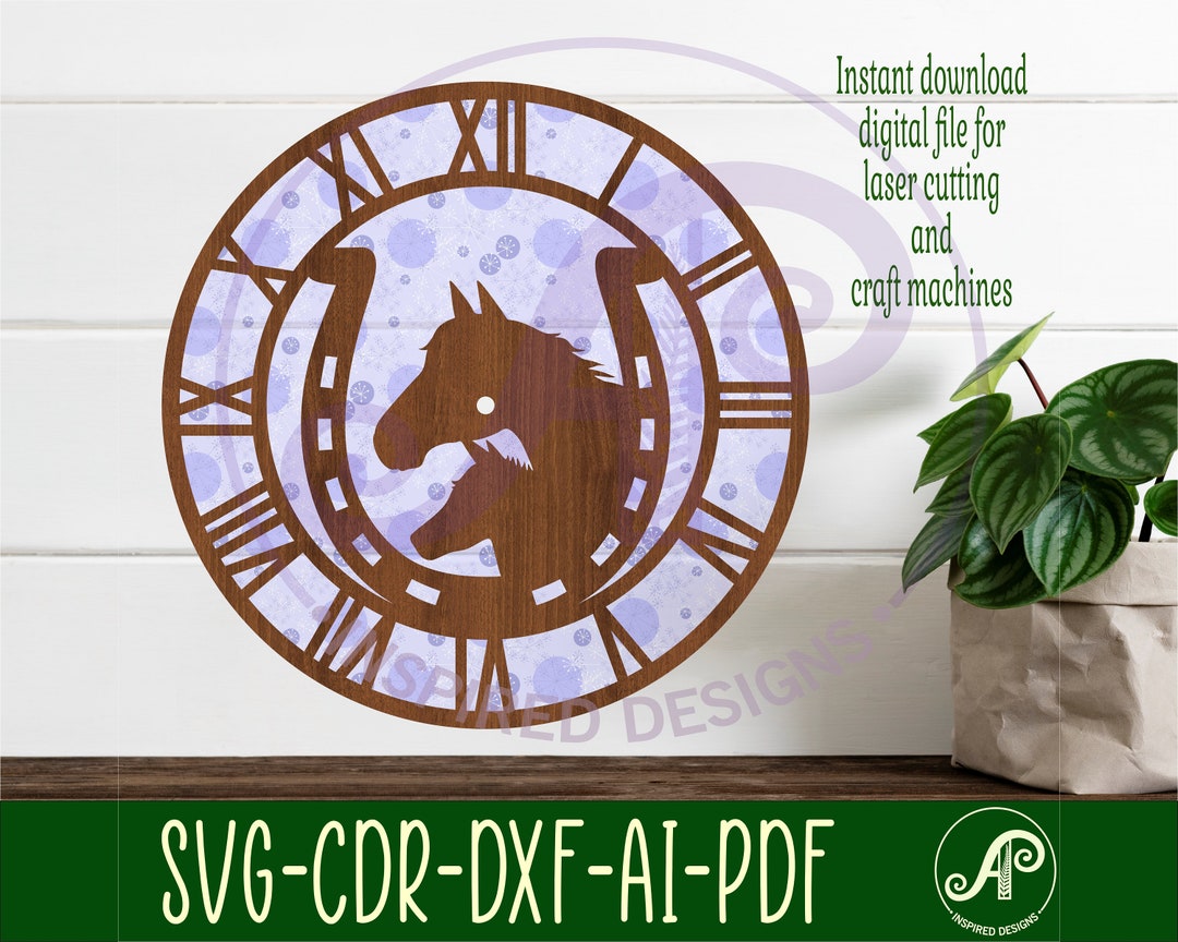Horse Shoe Wall Clock Laser Cut Files, SVG File. Vector File Ai, Cdr ...