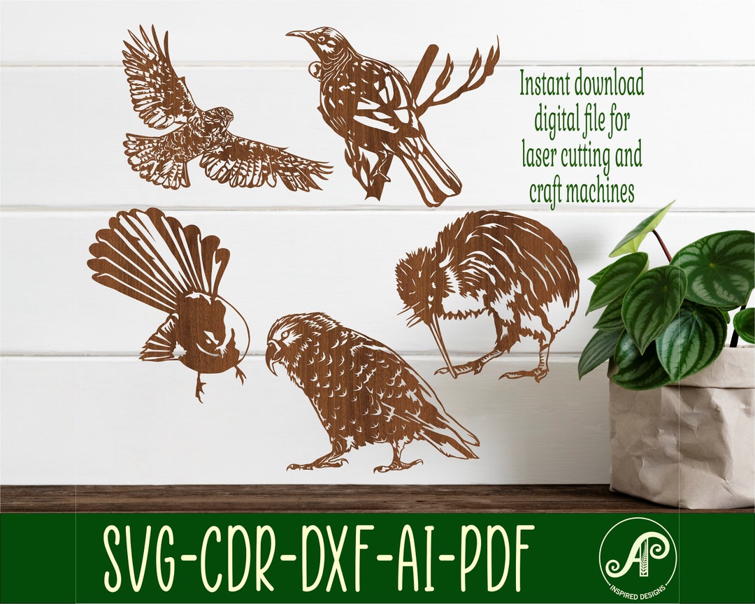 New Zealand Birds Cut Outs, Laser Cut File, New Zealand Theme. Vector ...