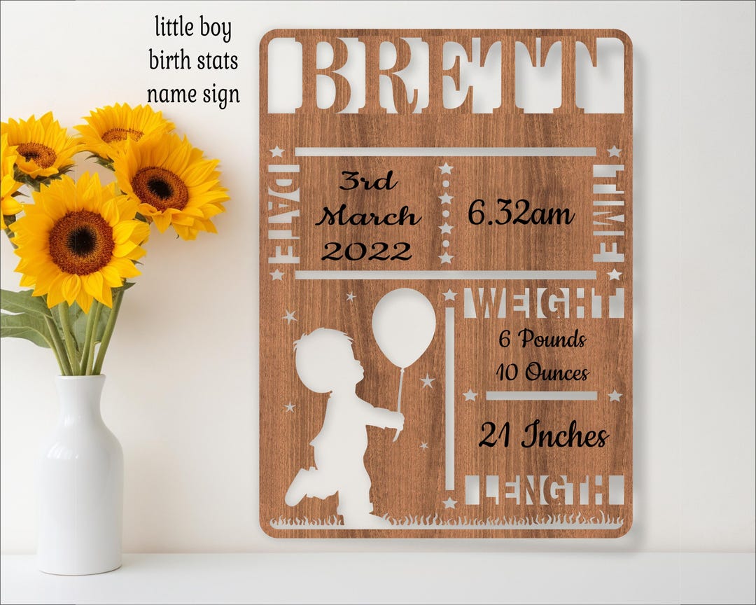 Baby Stats Sign Template SVG: Boy Nursery Decor (digital Download) - Etsy