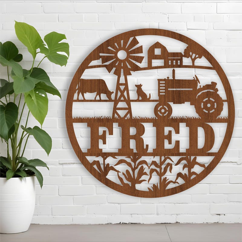 Farm Scene Name Sign - Etsy