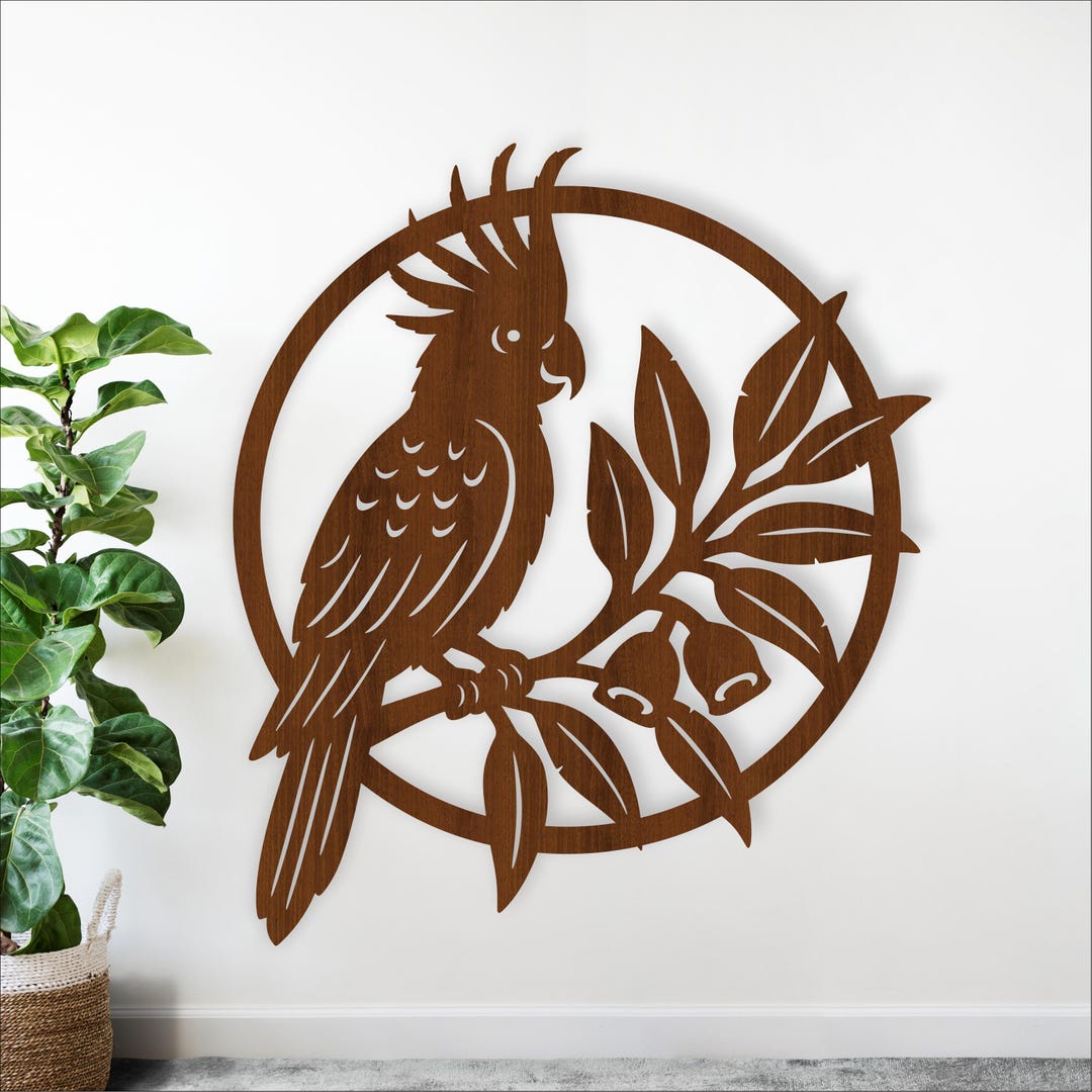 Cockatoo Bird Wall Art SVG - Laser Cut Parrot Sign - Australian Decor ...