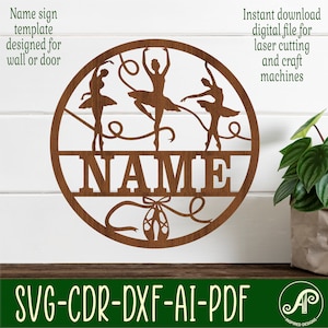 Ballet Dancer Name Sign, SVG, Dance Themed Door or Wall Hanger, Laser ...